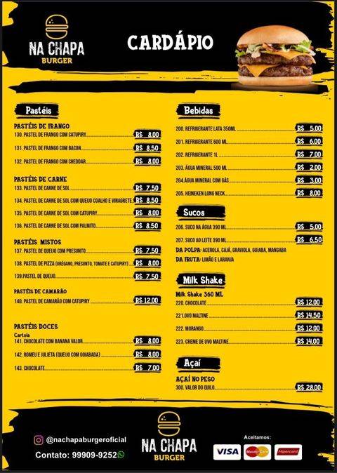 Menu em Na Chapa Burger, Parnamirim