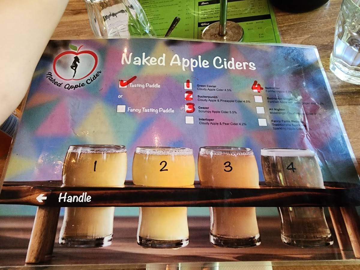 Menu at Naked Apple Cider House restaurant, Karragullen