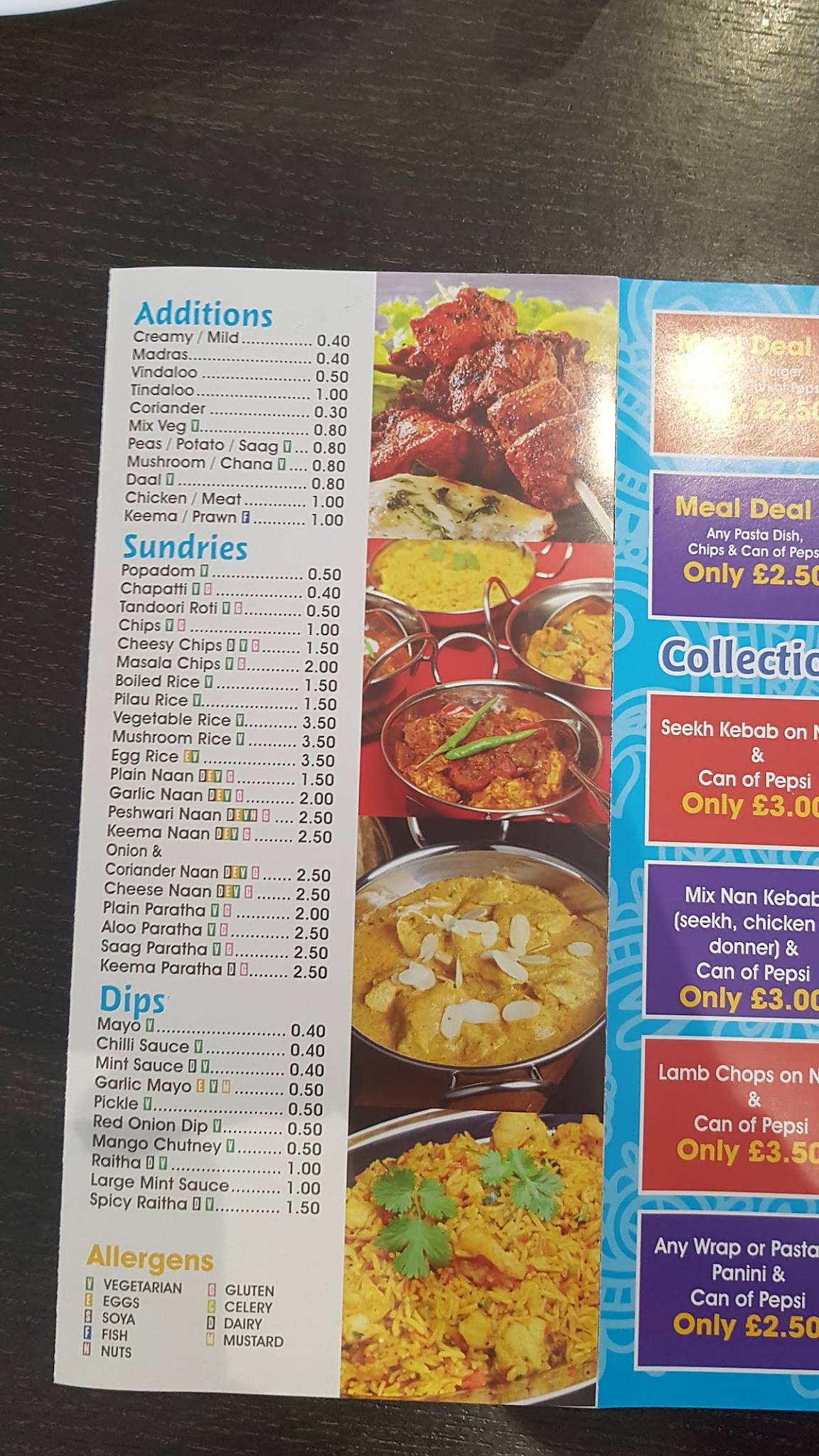 Menu at Naseeb restaurant, Bradford, 12 Clayton Rd