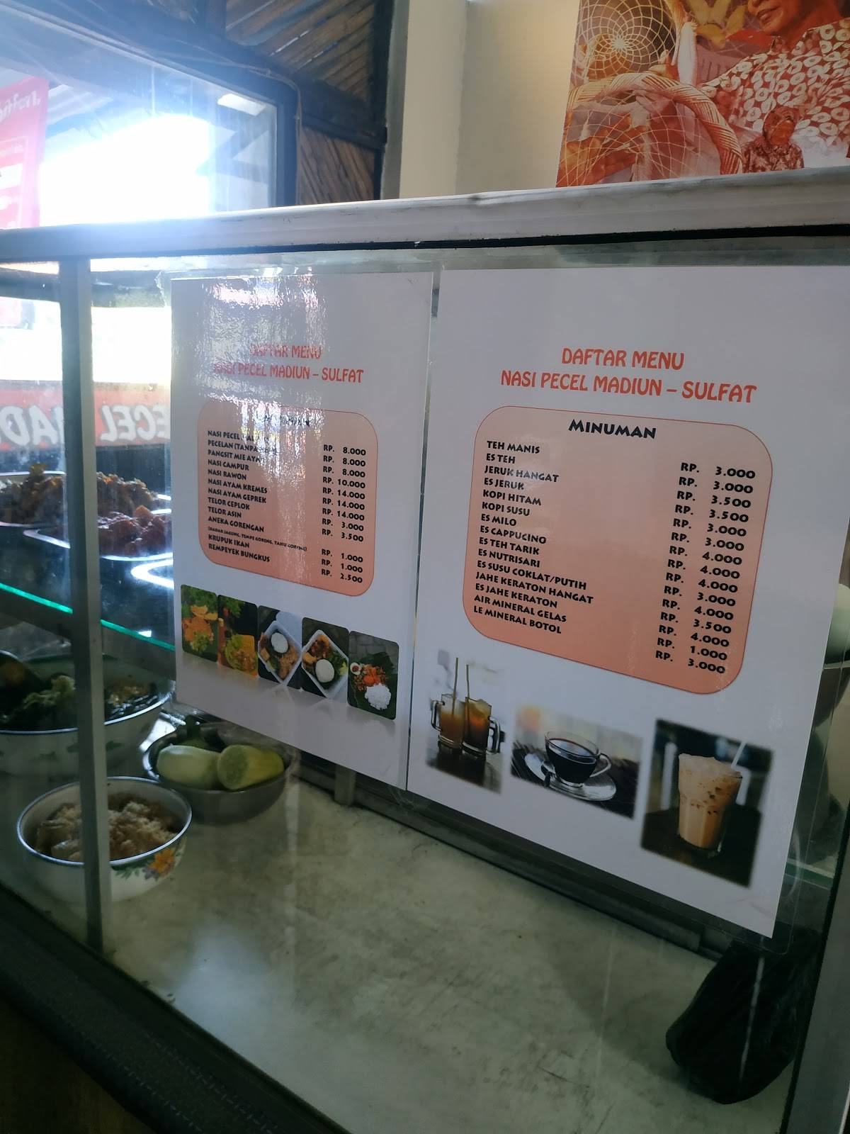 Menu at Nasi Pecel Madiun restaurant, Malang, Jl. Simpang Sulfat Utara No.6