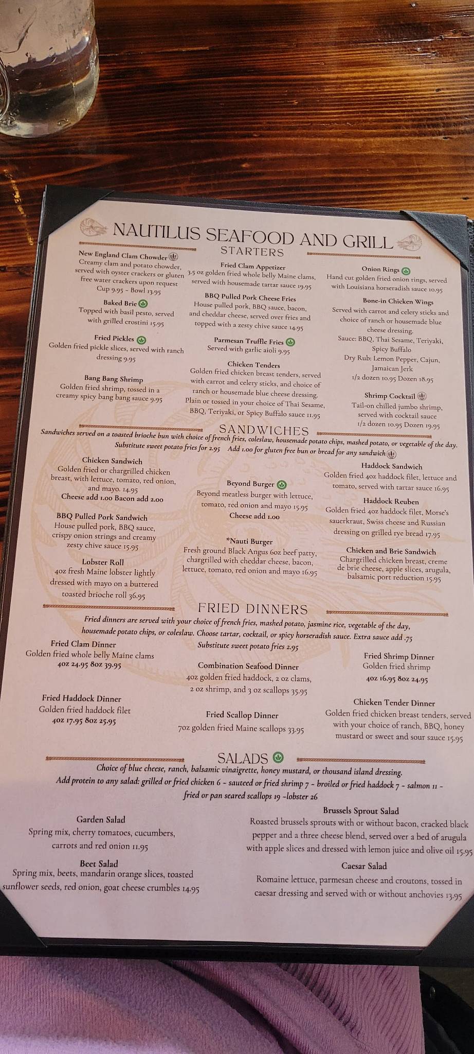 Menu at Nautilus Seafood & Grill steakhouse, Belfast, 3 Main St