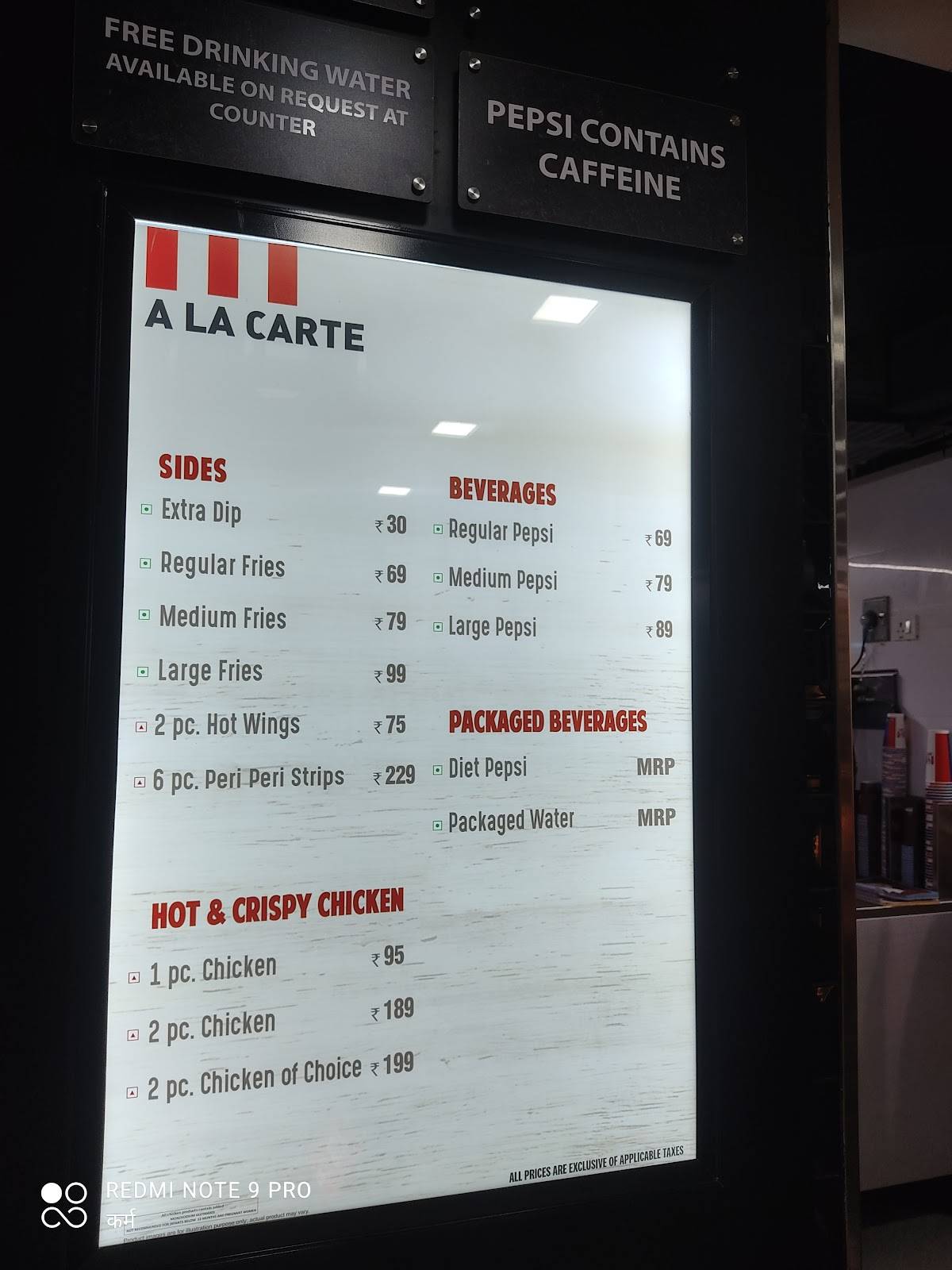 Menu at KFC, Navi Mumbai, Plot No 1