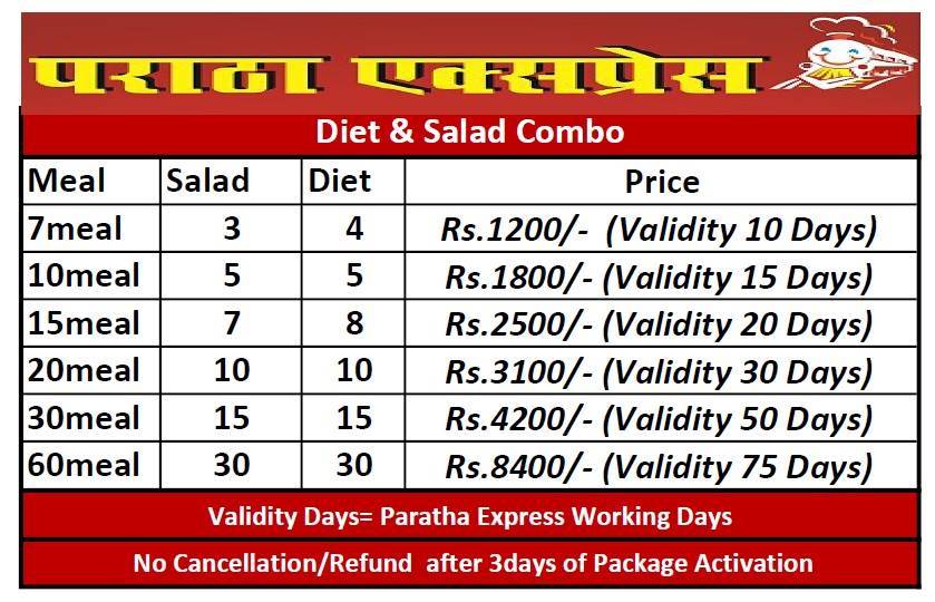 Menu at Paratha Express, Navi Mumbai, Near BP CNG Pump Beside Shri Sai ...