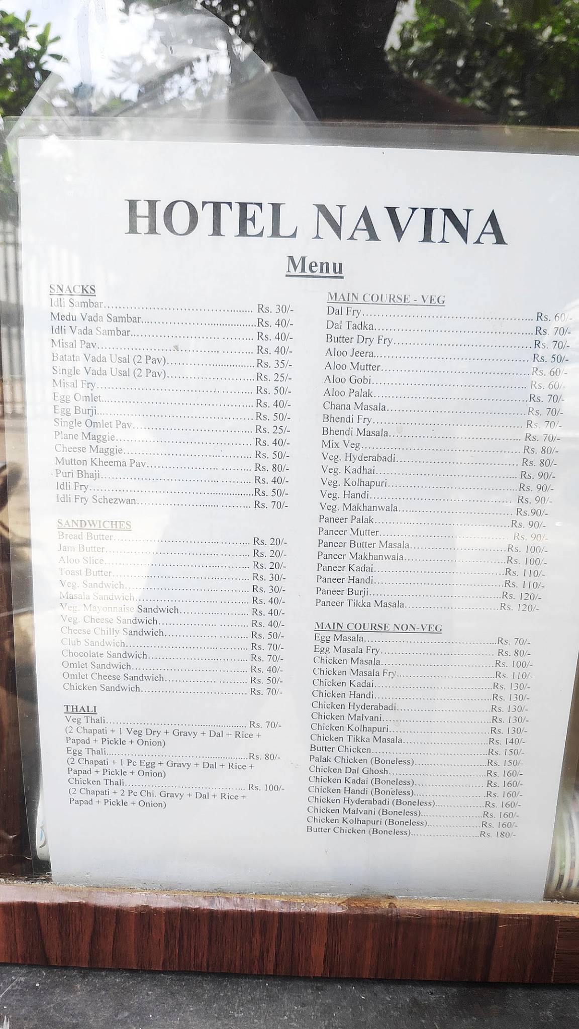 Menu at Navina Tea House, Mumbai