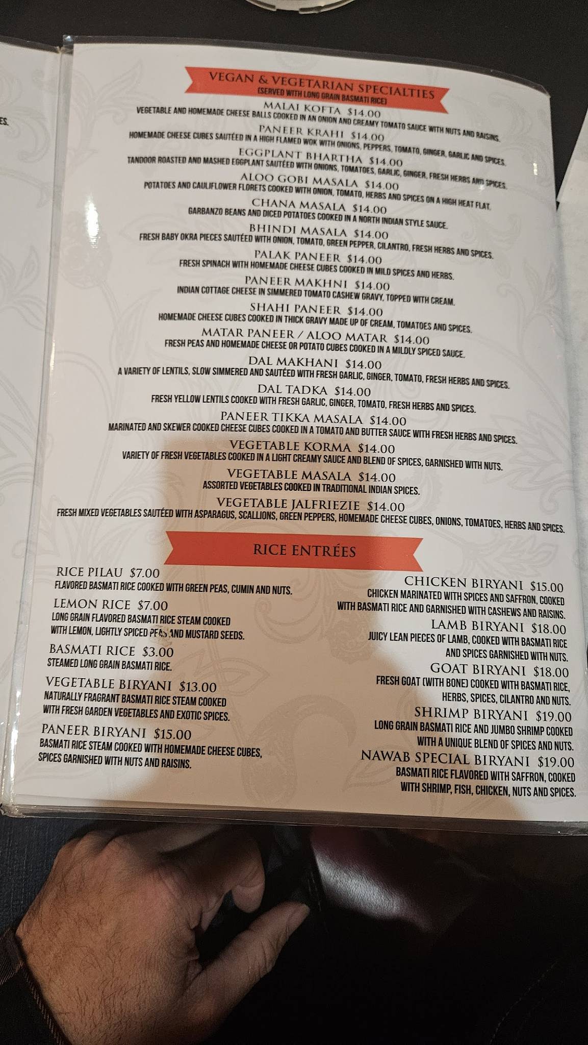 Menu at Nawab Fine Indian cuisine restaurant, Huntington