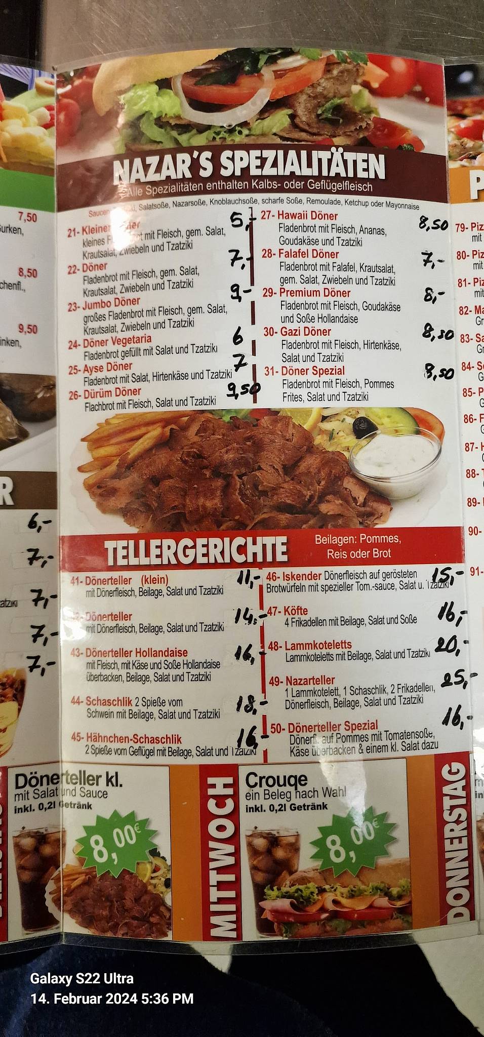 Speisekarte von Nazar Kebabhaus fast Food, Marne