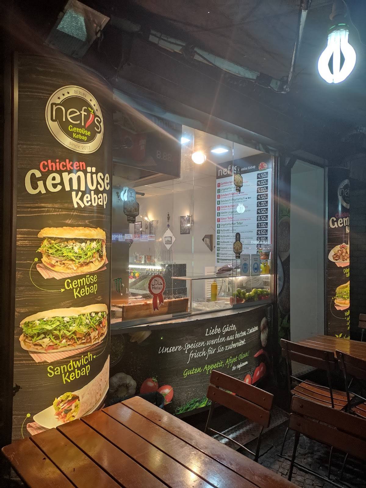 Menu at Nefis Gemüse Kebap restaurant, Berlin