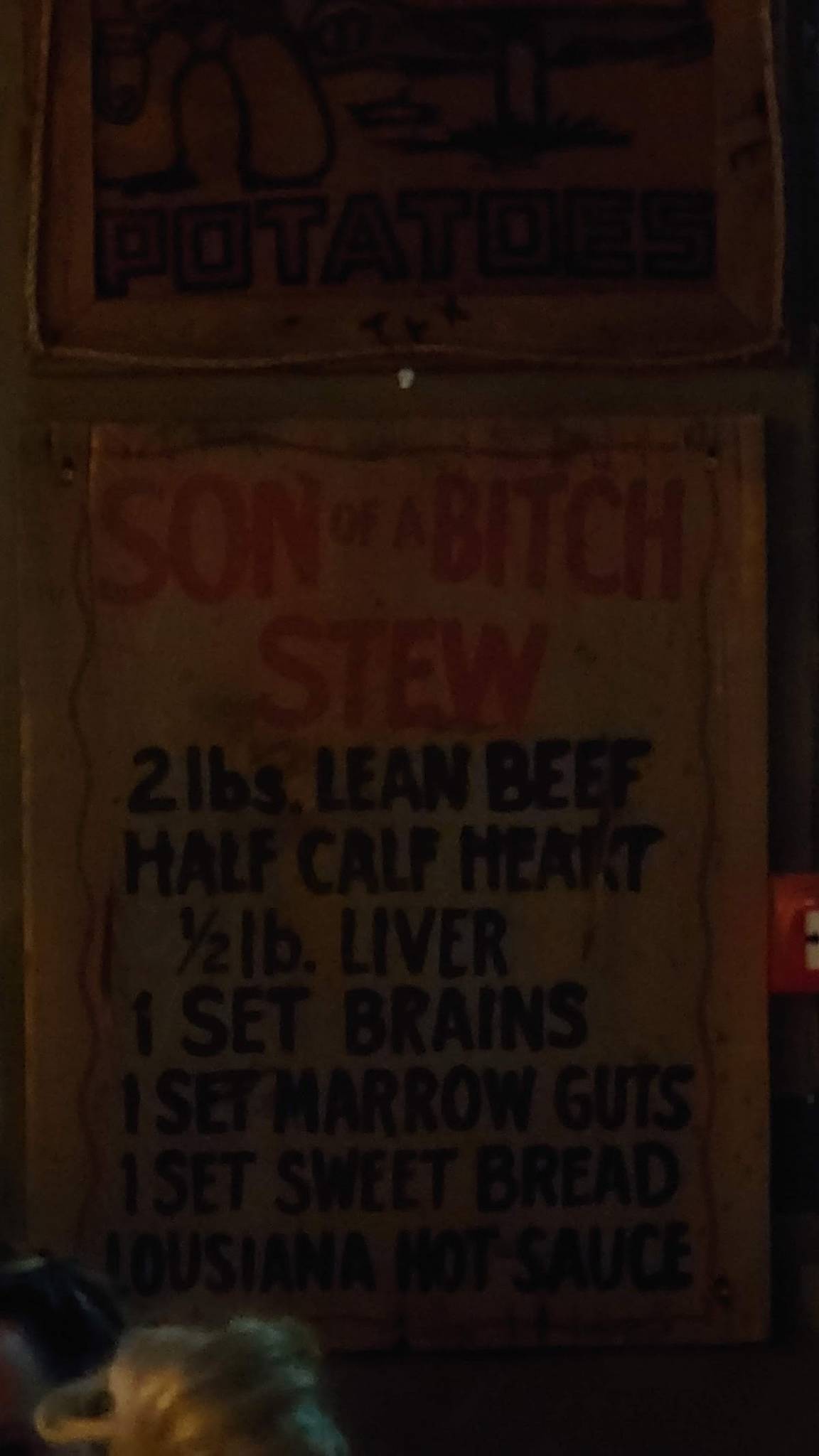 Menu at Neighbor's Pub, Åndalsnes