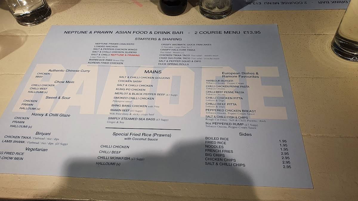 Menu at Neptune & Prawn pub & bar, Portrush