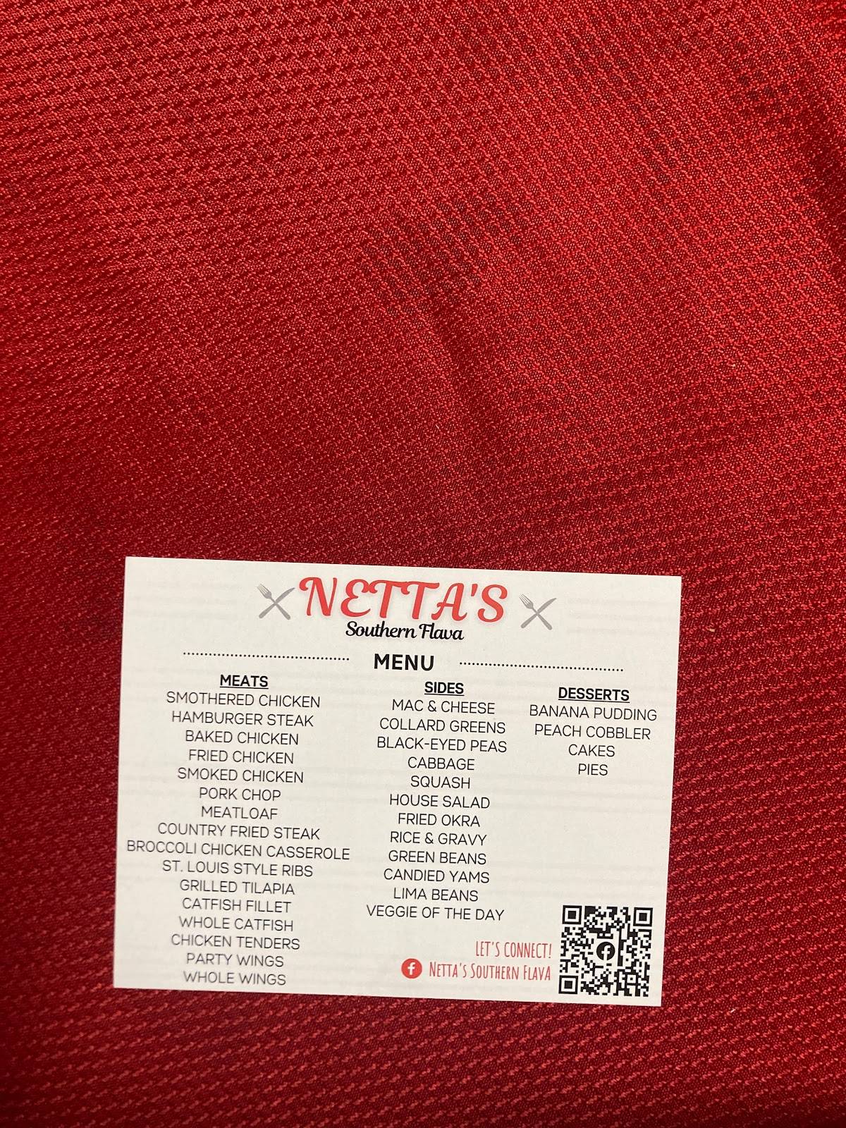 Menu at Netta's Southern Flava restaurant, Columbus, Fortson Rd