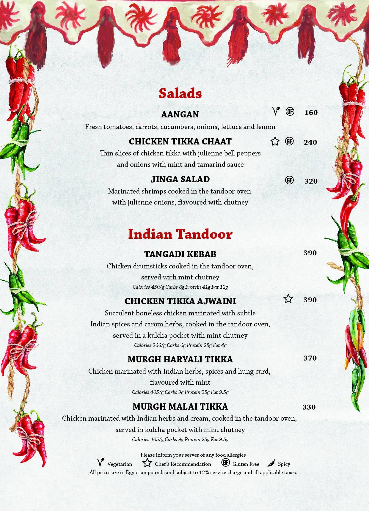 Menu at Tao - Dusit Thani restaurant, Cairo