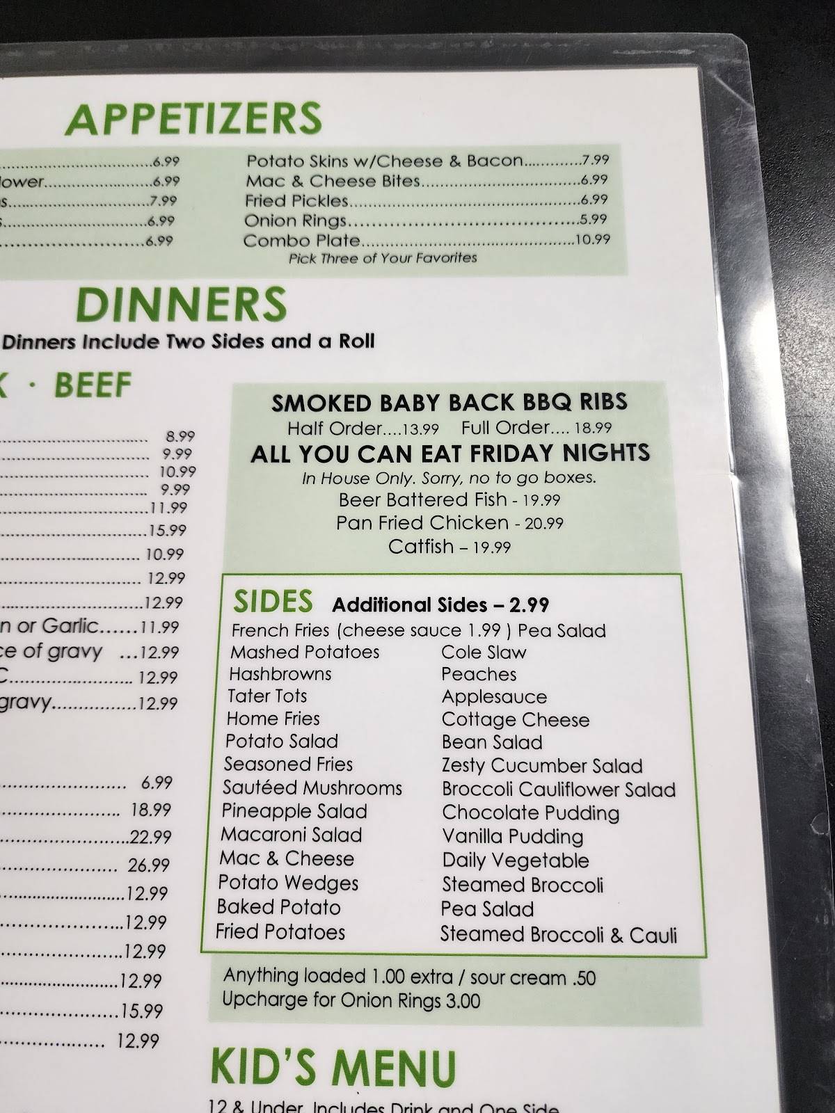 Menu at Park Restaurant, New Castle, S Memorial Dr