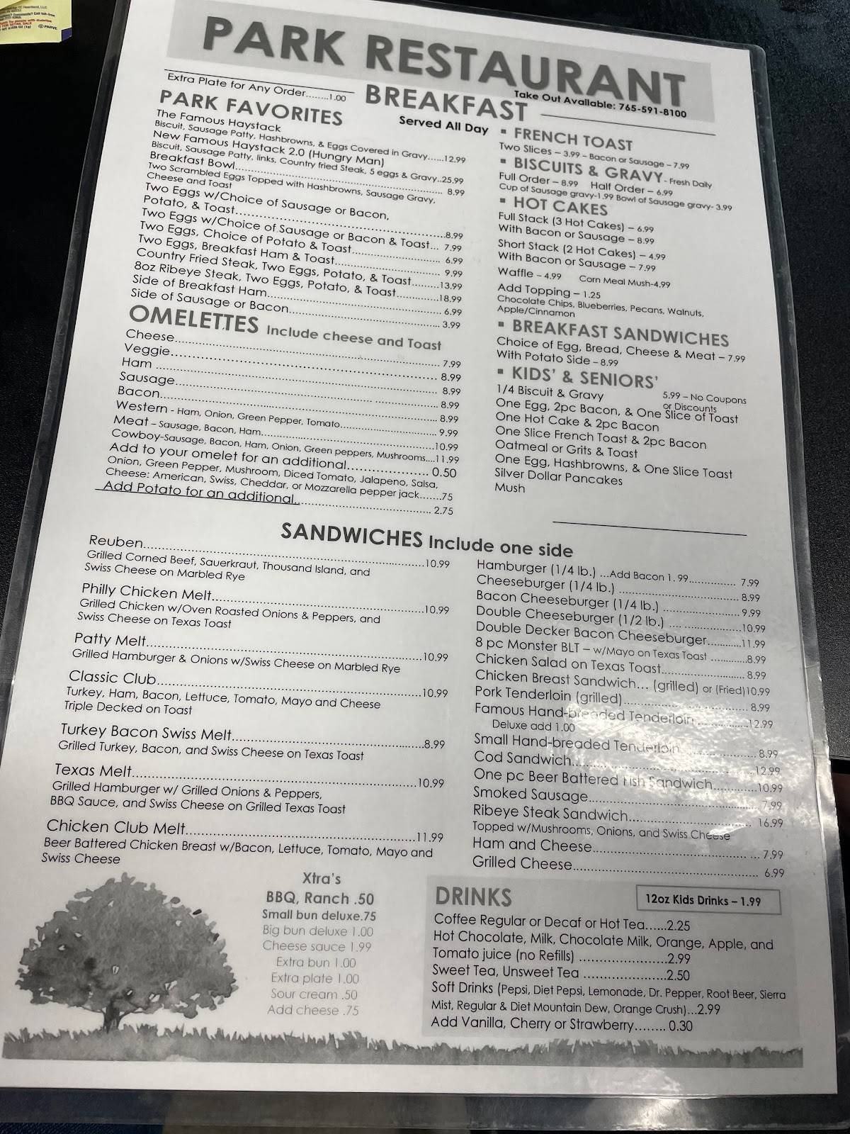 Menu at Park Restaurant, New Castle, S Memorial Dr
