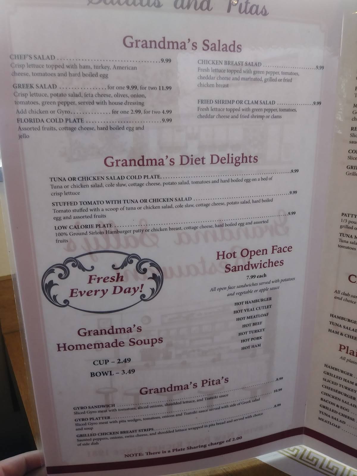 Menu at Grandma Sally's Restaurant, New Port Richey