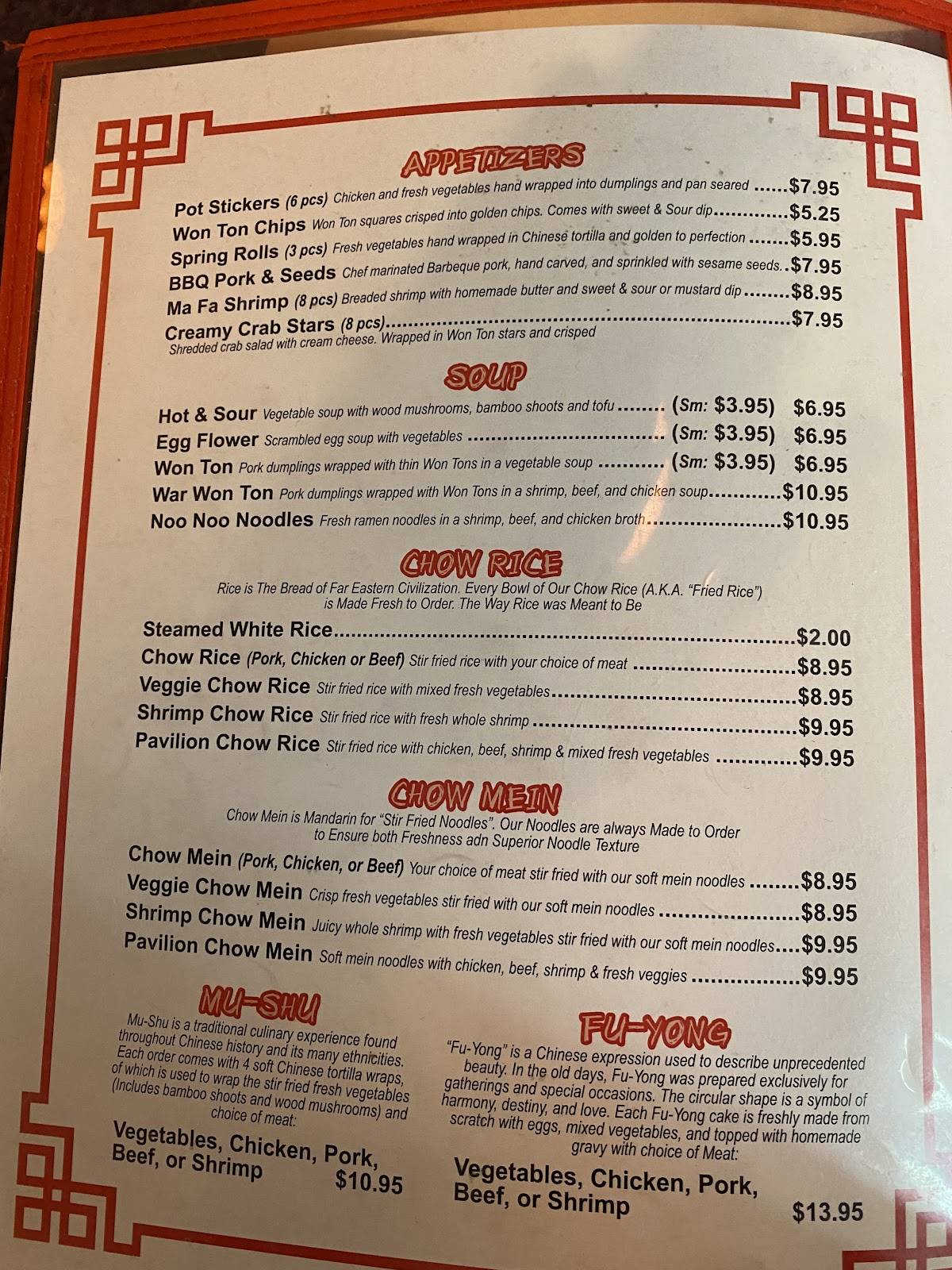 Menu at New Red Pavilion restaurant, Mountain Home, American Legion Blvd