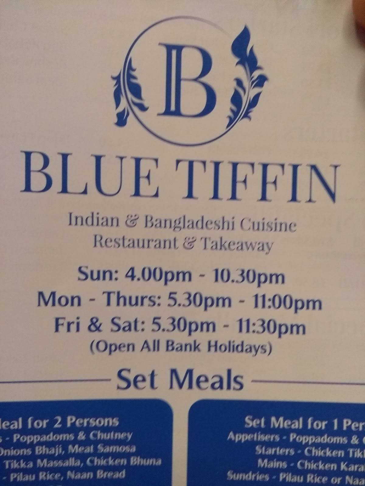 Menu at Blue Tiffin restaurant, Newton-le-Willows
