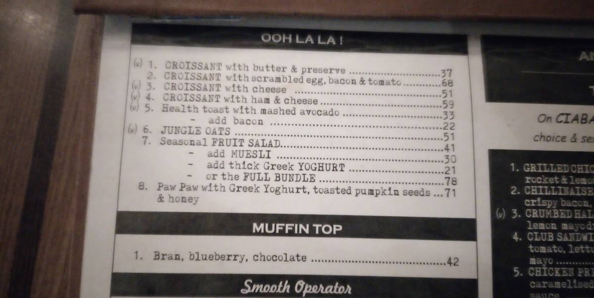 Menu at Next Chapter Restaurant, Durban