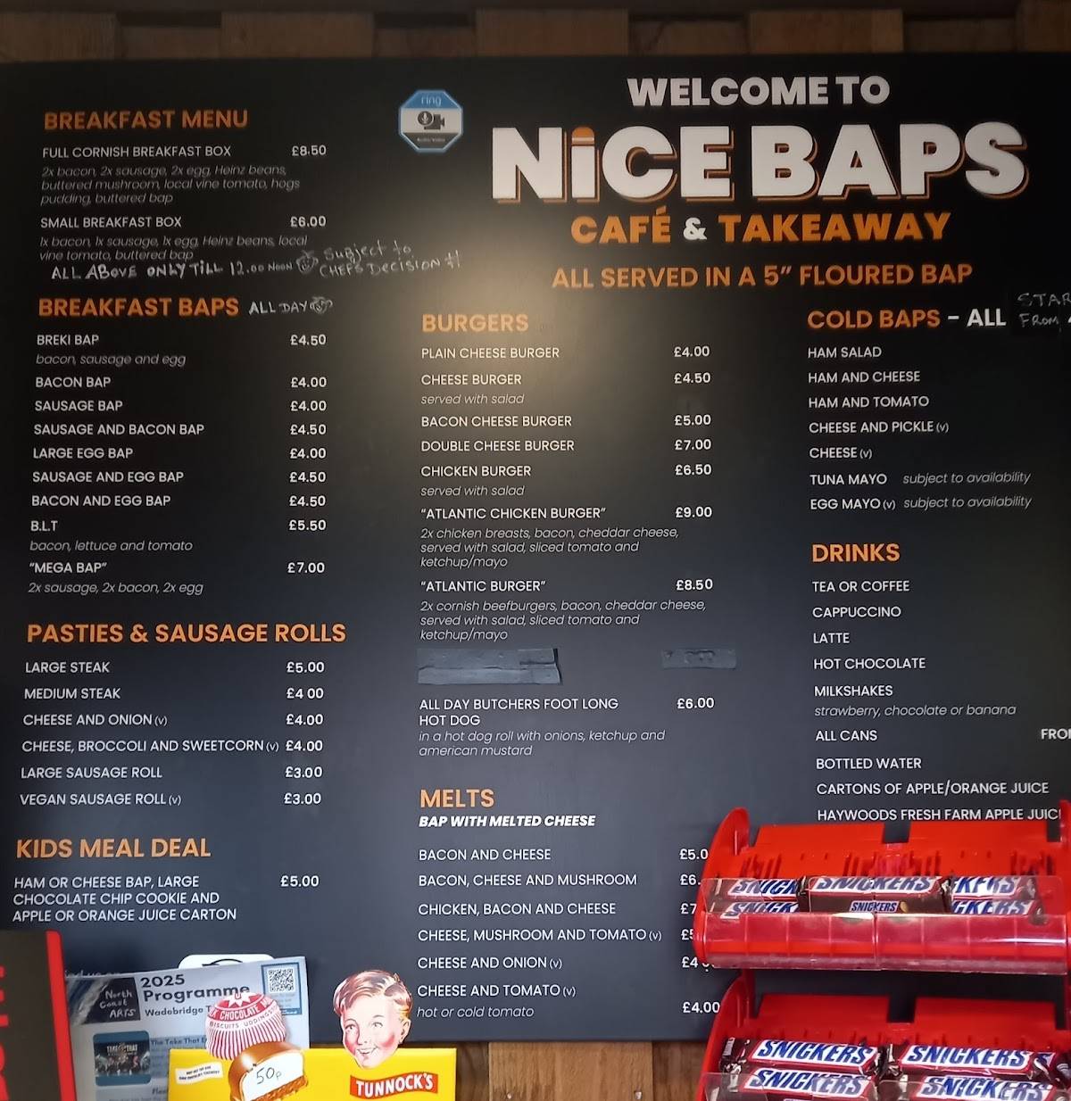 Menu at Nice Baps restaurant, Wadebridge