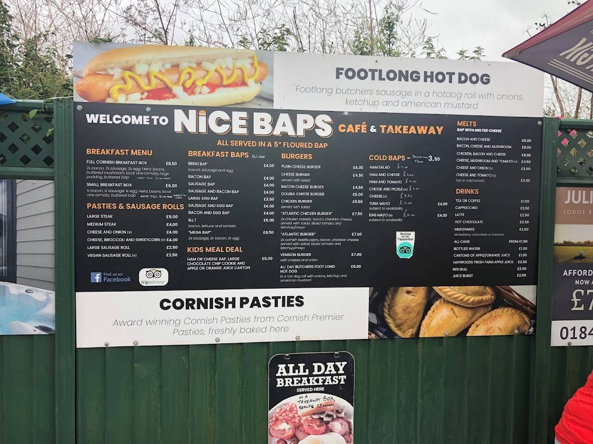 Menu at Nice Baps restaurant, Wadebridge