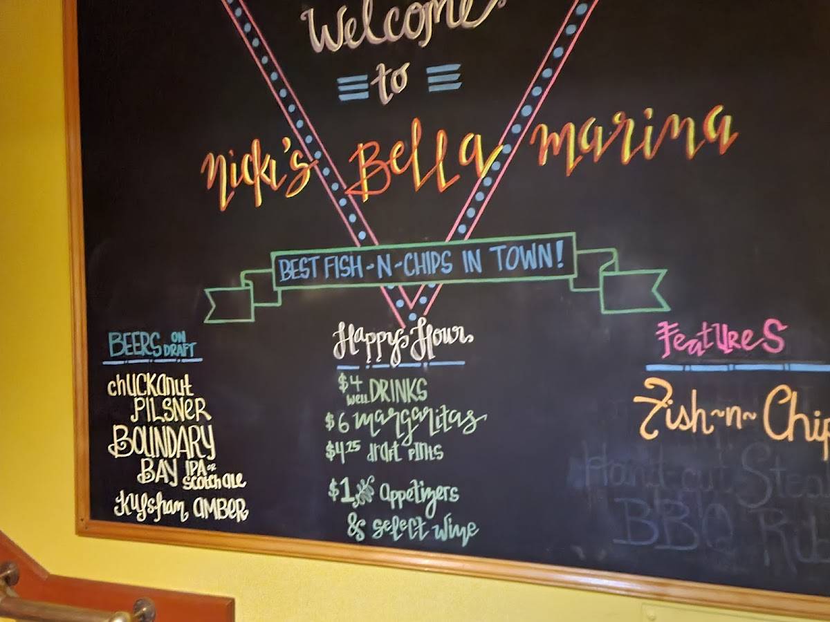 Menu at Nicki's Bella Marina restaurant, Bellingham