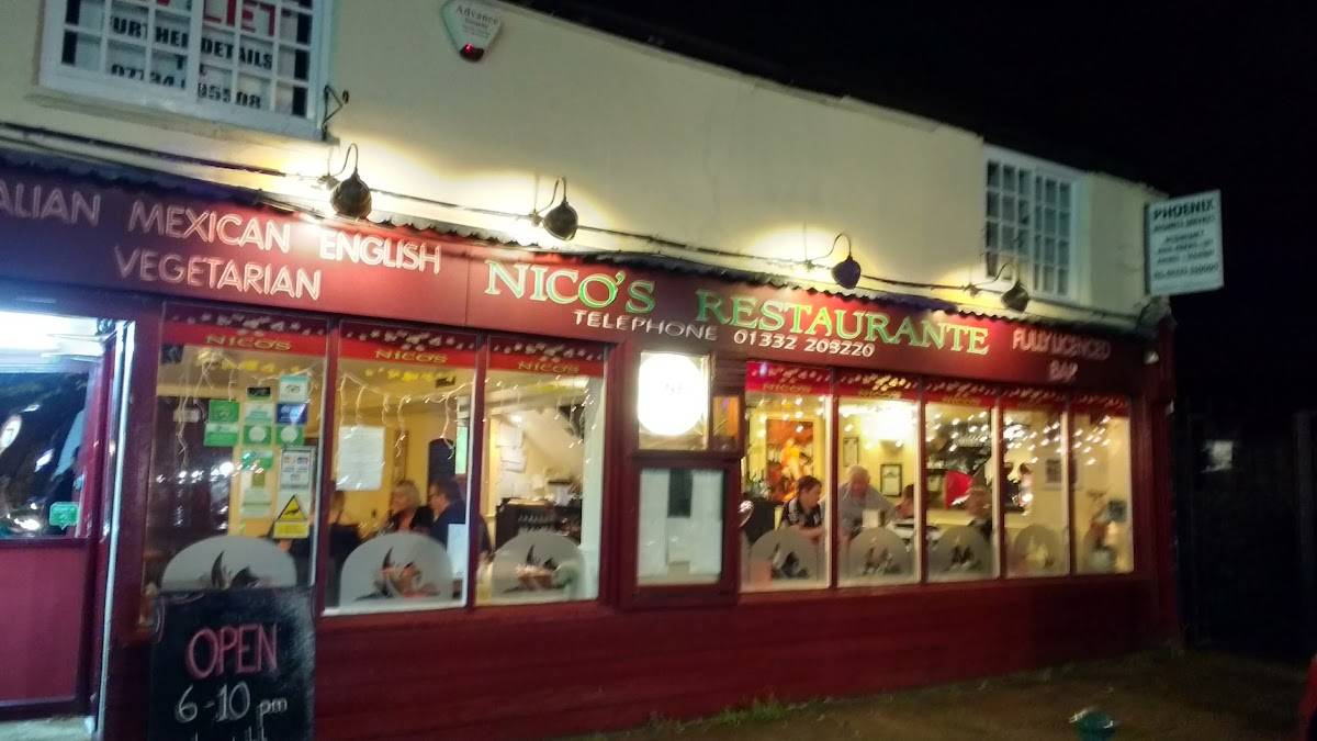Menu at Nico's restaurant, Derby