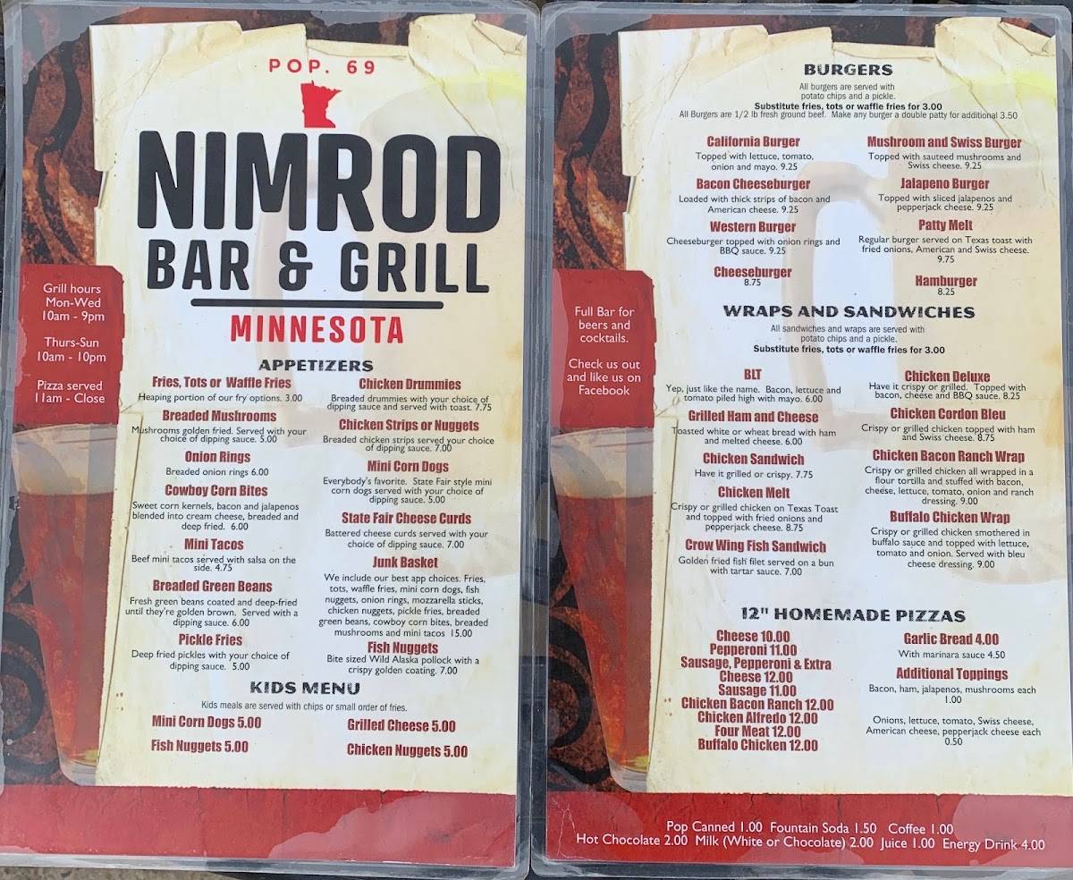 Menu at Nimrod Bar & Grill, Nimrod