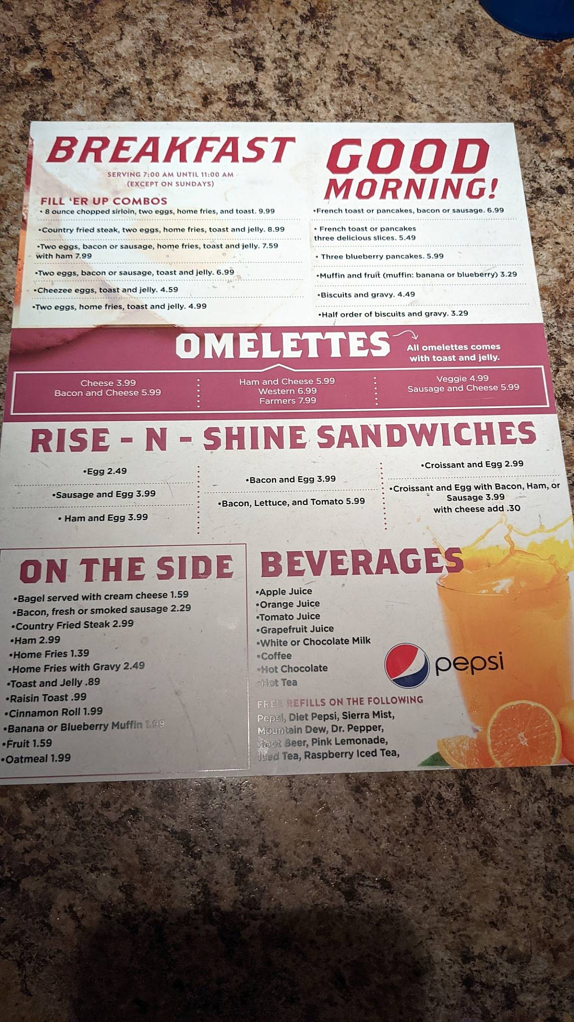 Menu at Nine Mile Restaurant, Fort Wayne
