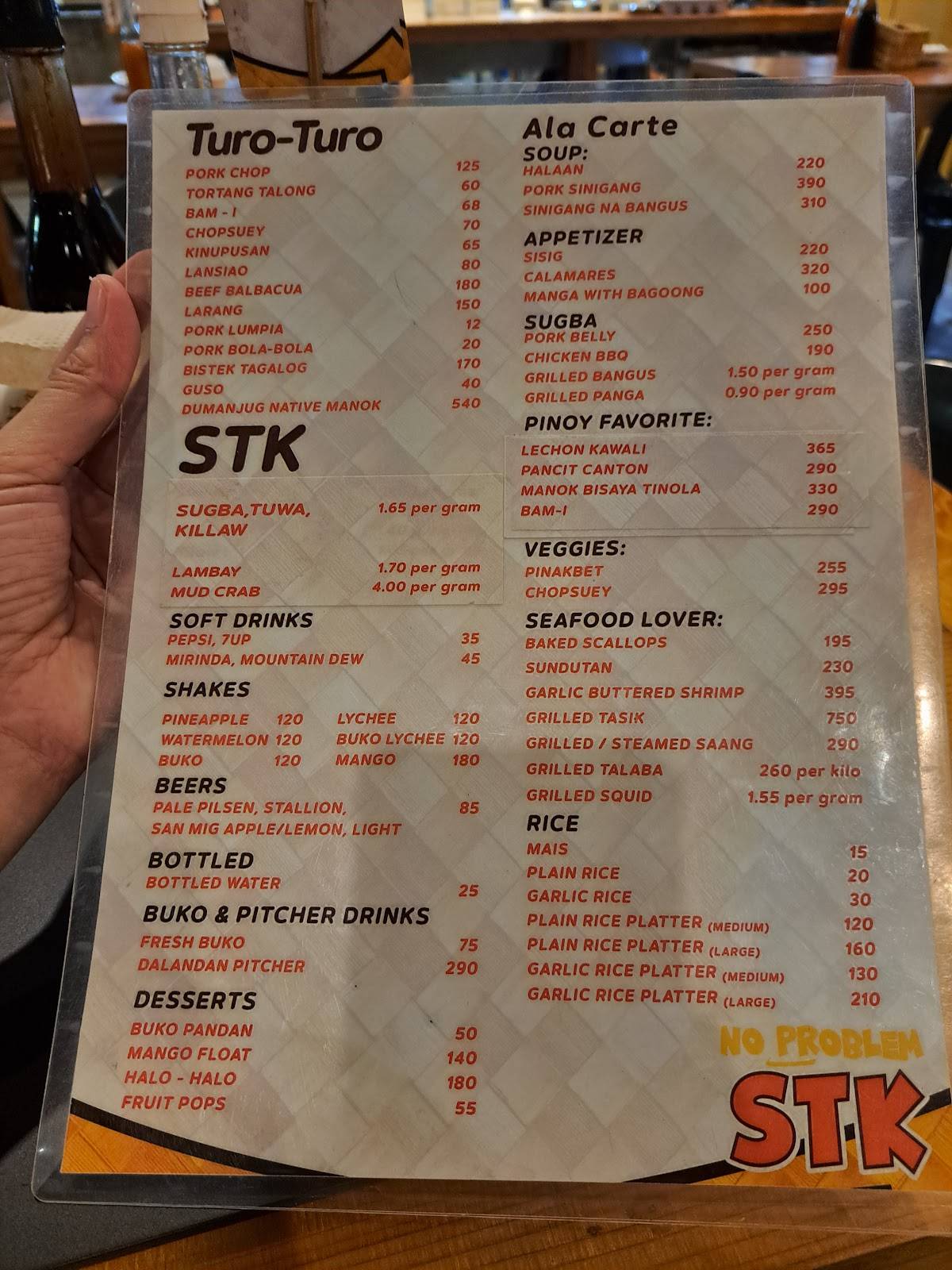 Menu at No Problem STK restaurant, Mandaue City