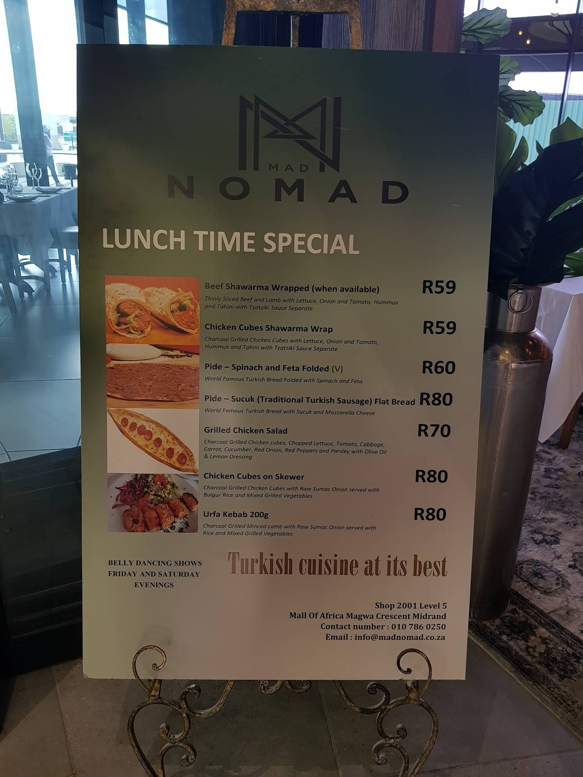 Menu at Nomad Restaurant Mall Of Africa, Randburg