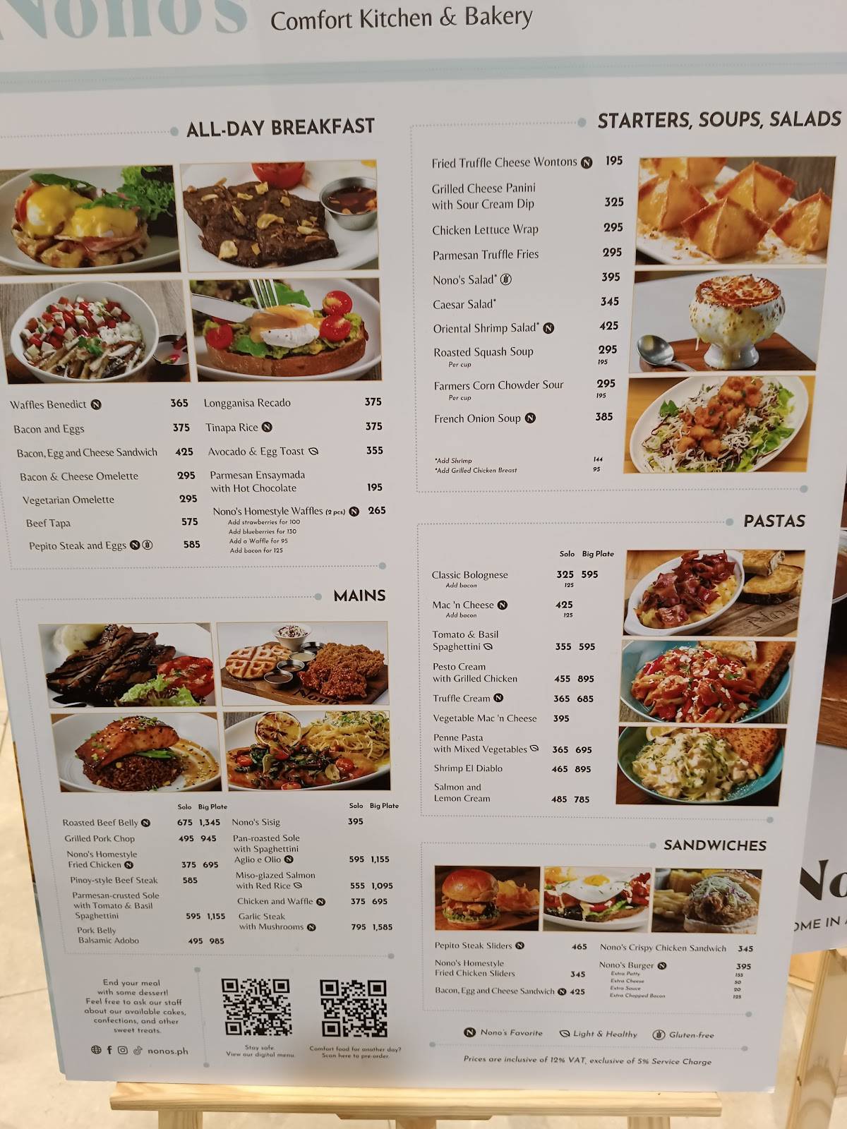 Menu at Nono's - SM Fairview restaurant, Quezon City