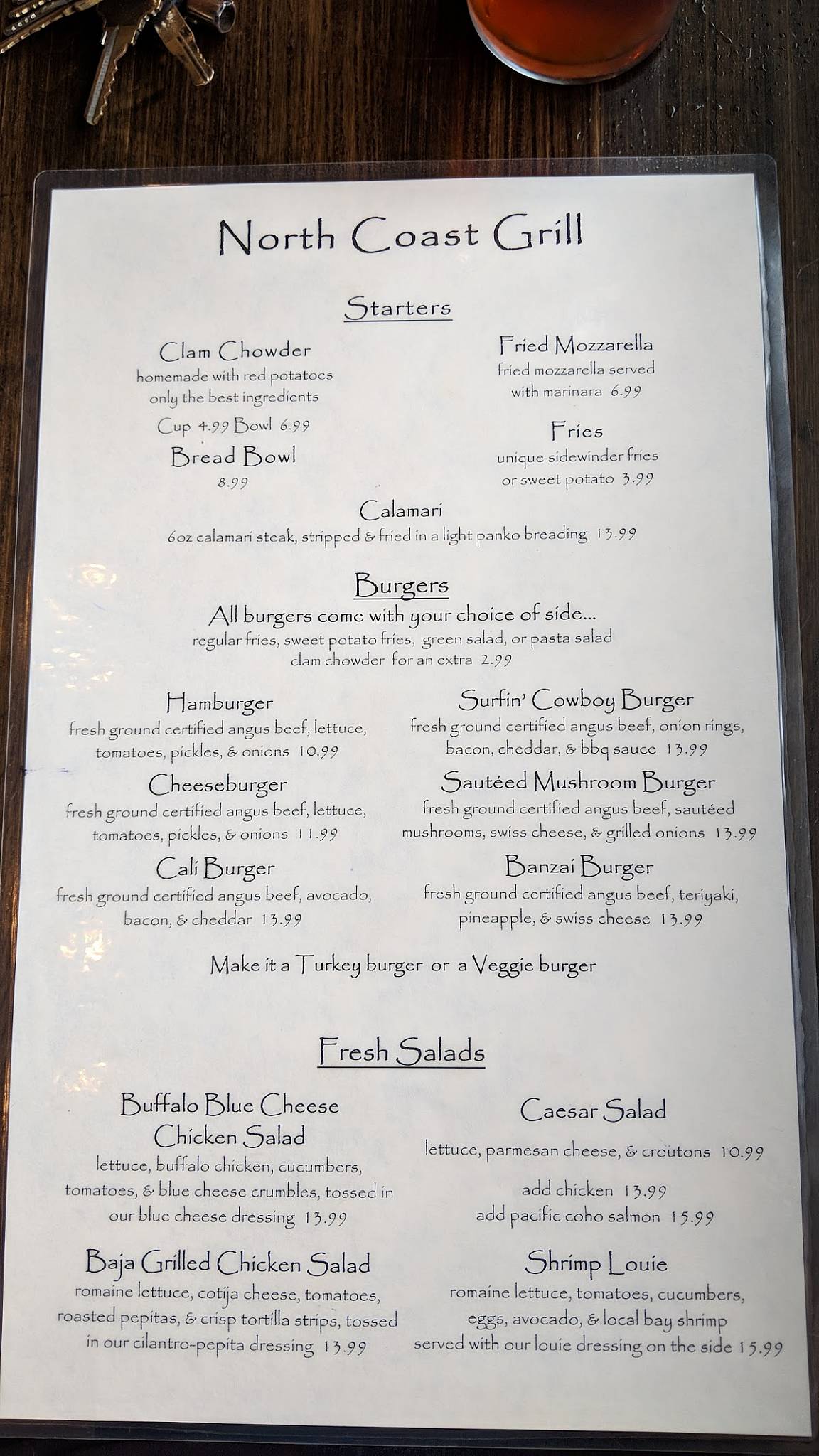 Menu at North Coast Grill pub & bar, Crescent City