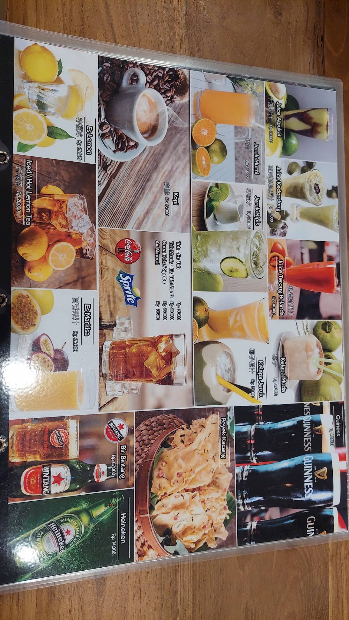 Menu at Cabe Ijo PIK restaurant, North Jakarta