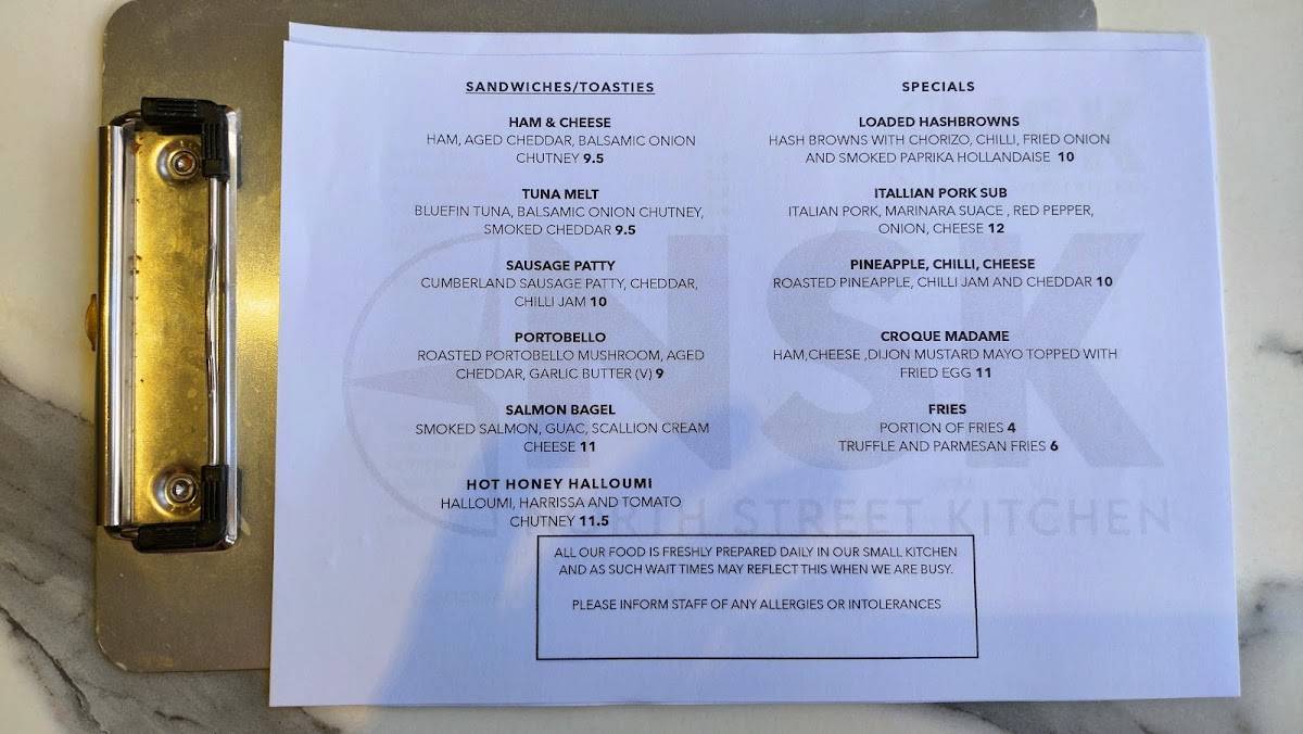 Menu at North Street Kitchen restaurant, Scarborough