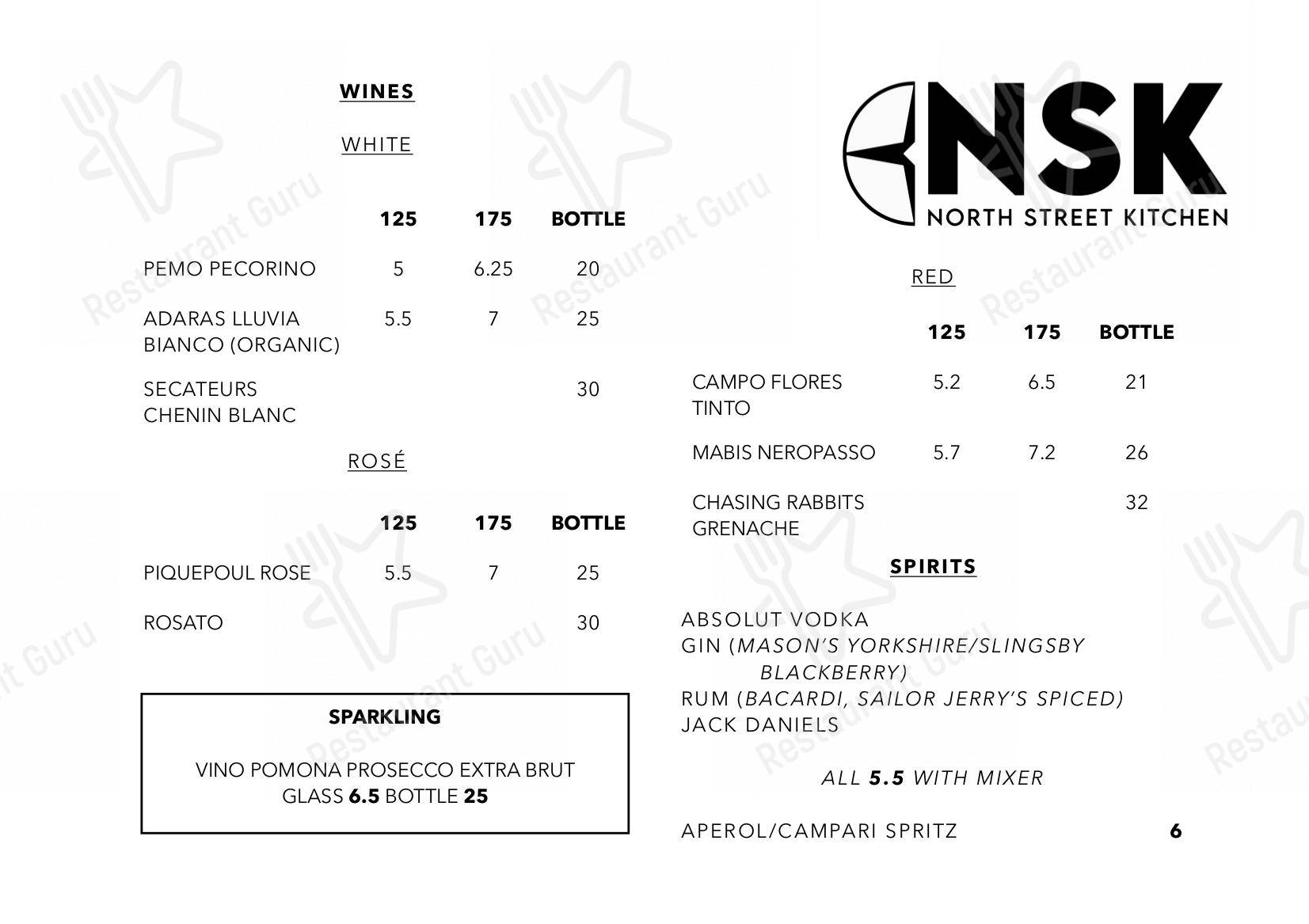 Menu at North Street Kitchen restaurant, Scarborough