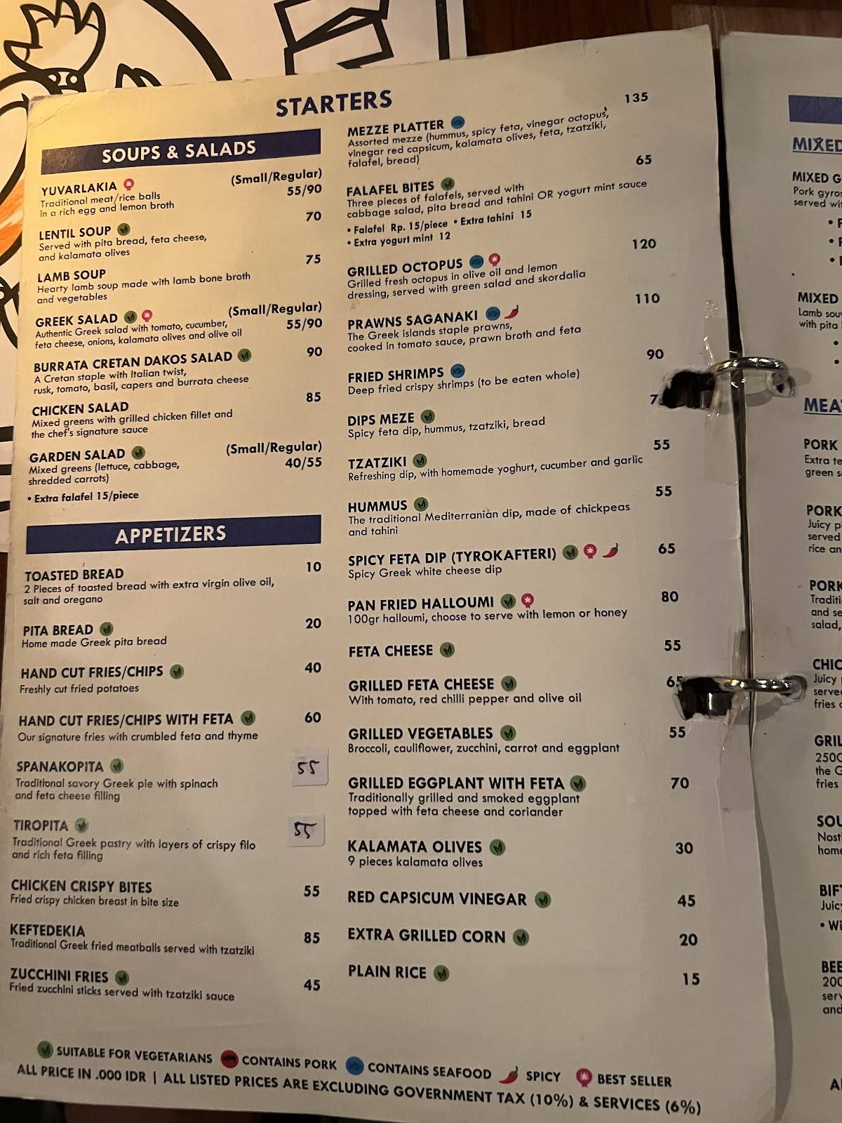 Menu at Nostimo Greek Grill Bali restaurant, Mengwi