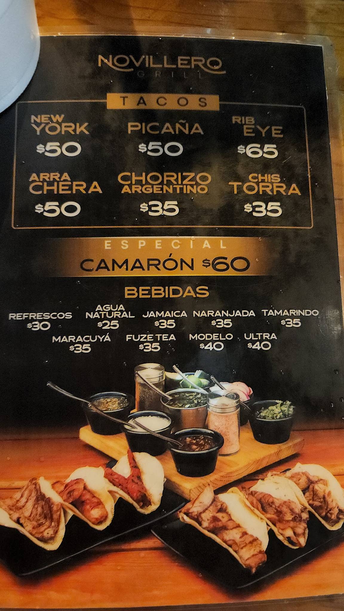 Carta del restaurante Novillero Grill, Veracruz