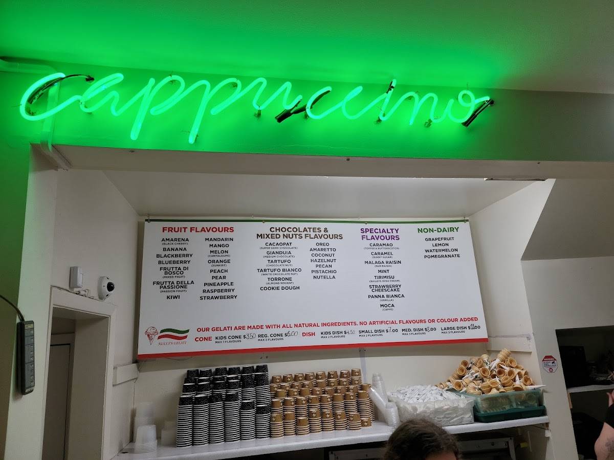 Menu at Nucci's Gelati cafe, Winnipeg