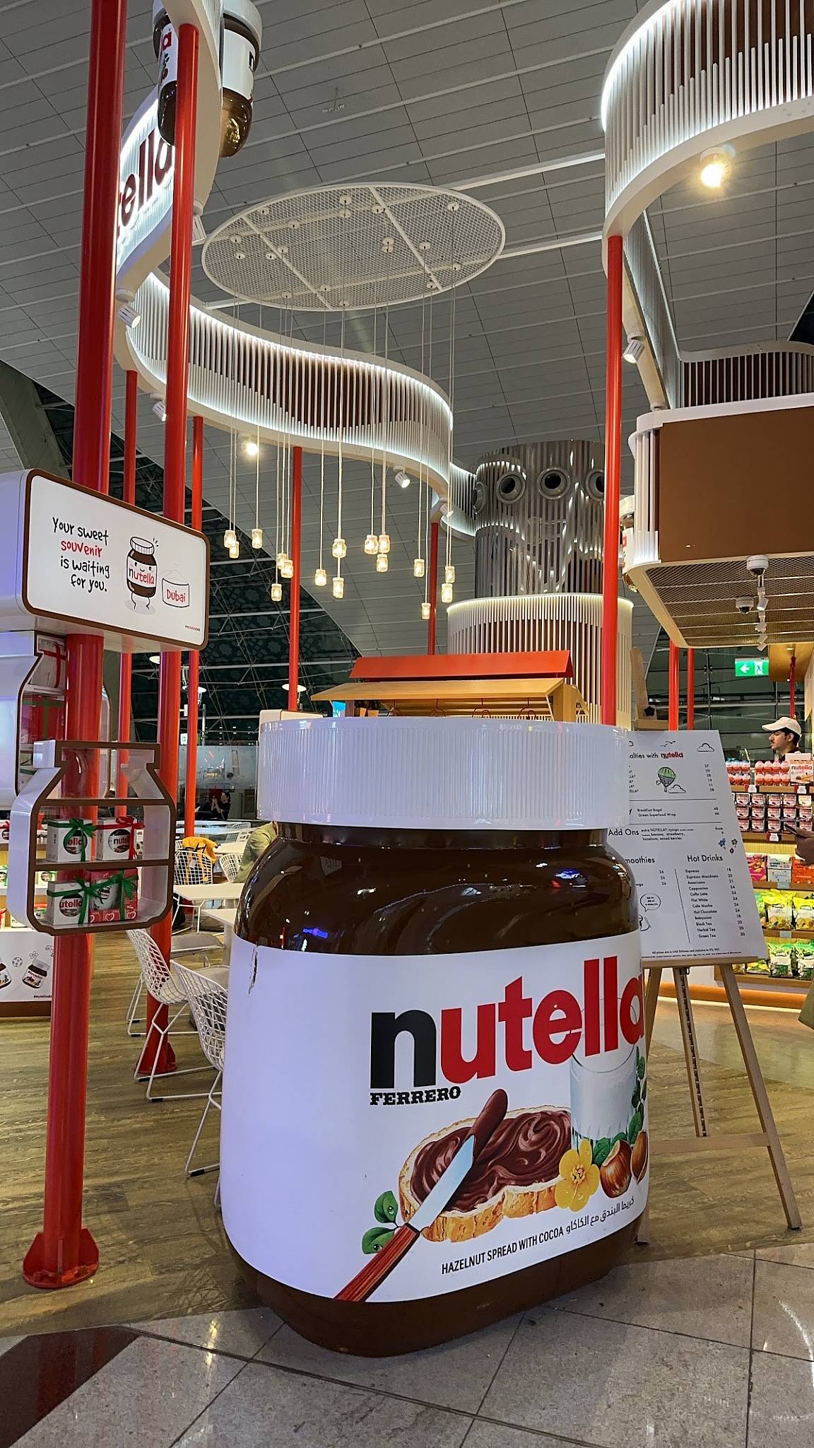 Menu at Nutella Cafe @ Dubai Airport, UAE