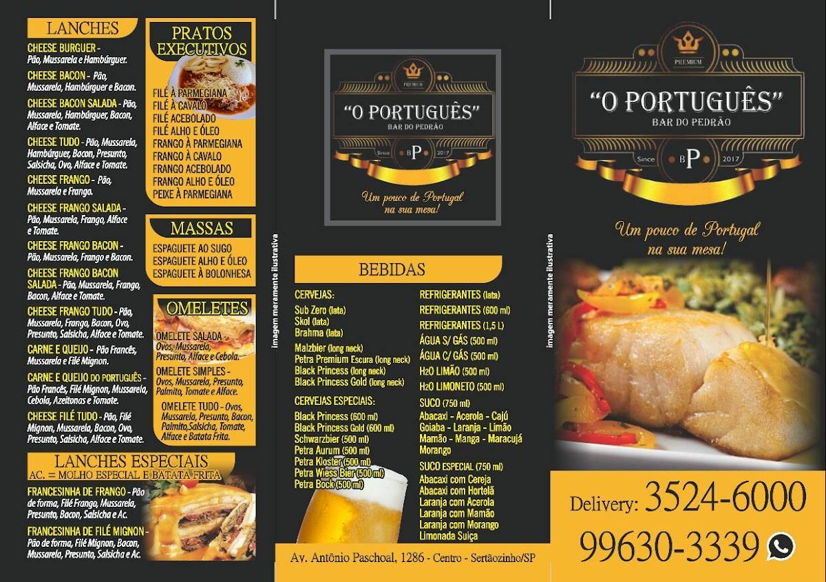 Menu em "O PORTUGUÊS" restaurante, Sertãozinho