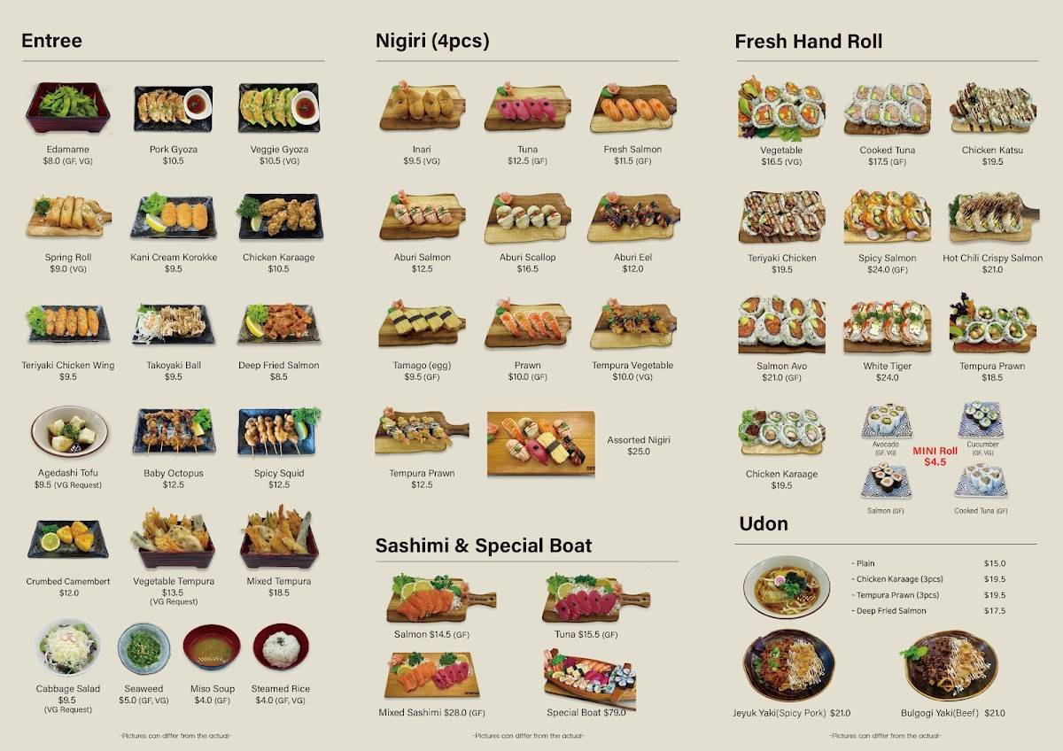 Menu at OK Sushi restaurant, Edge Hill, 139 Collins Ave