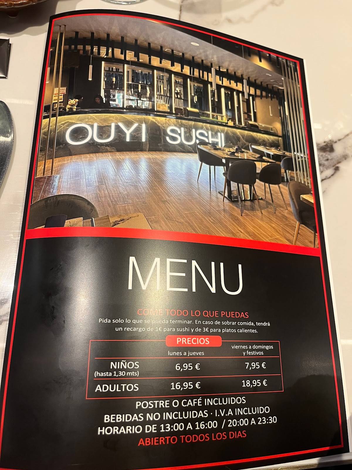 Carta del restaurante OUYI SUSHI, Alicante