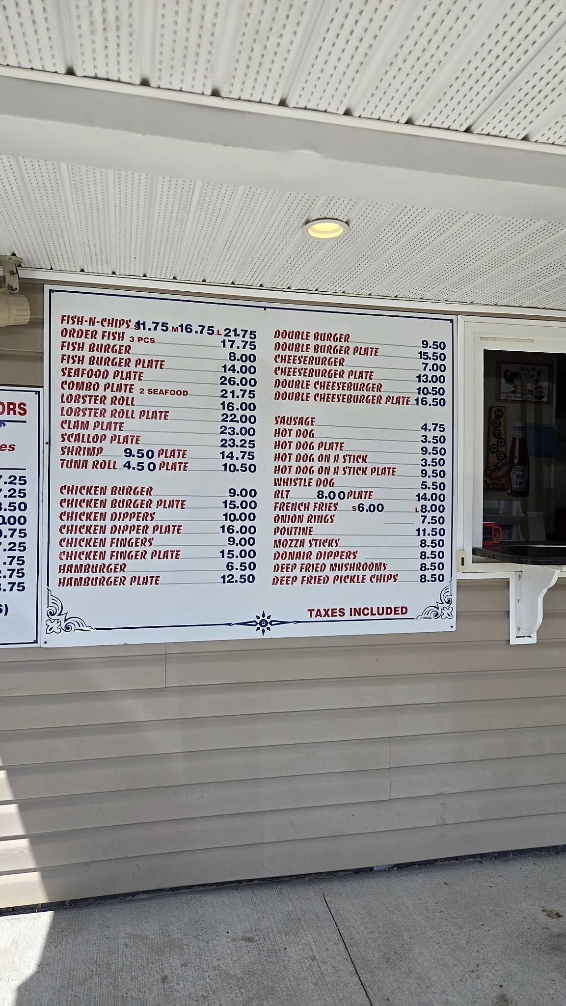 Menu at Oak Bay Snack & Dairy Bar, Oak Bay