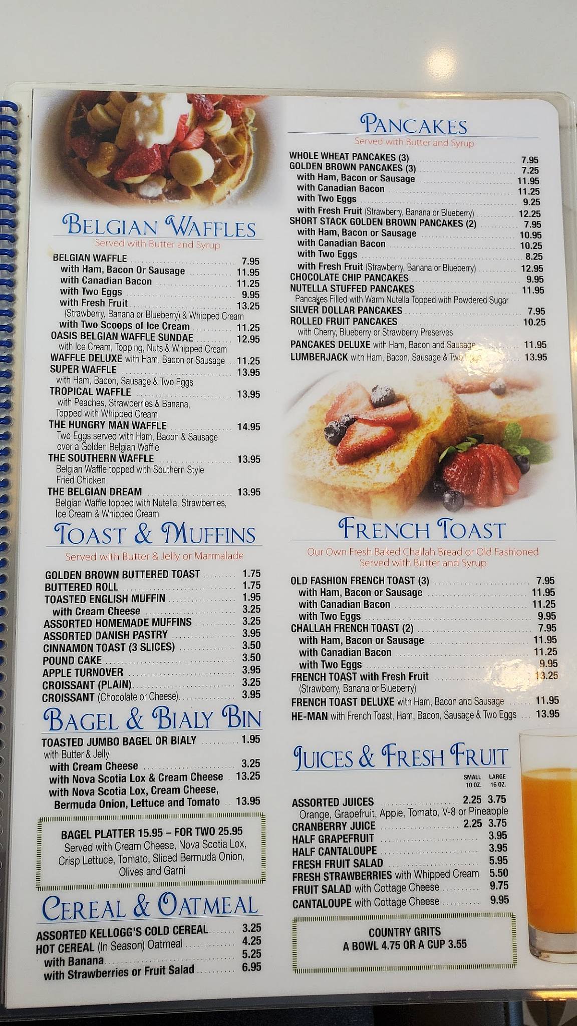 Menu at Oasis Diner restaurant, New York City, Flatbush Ave