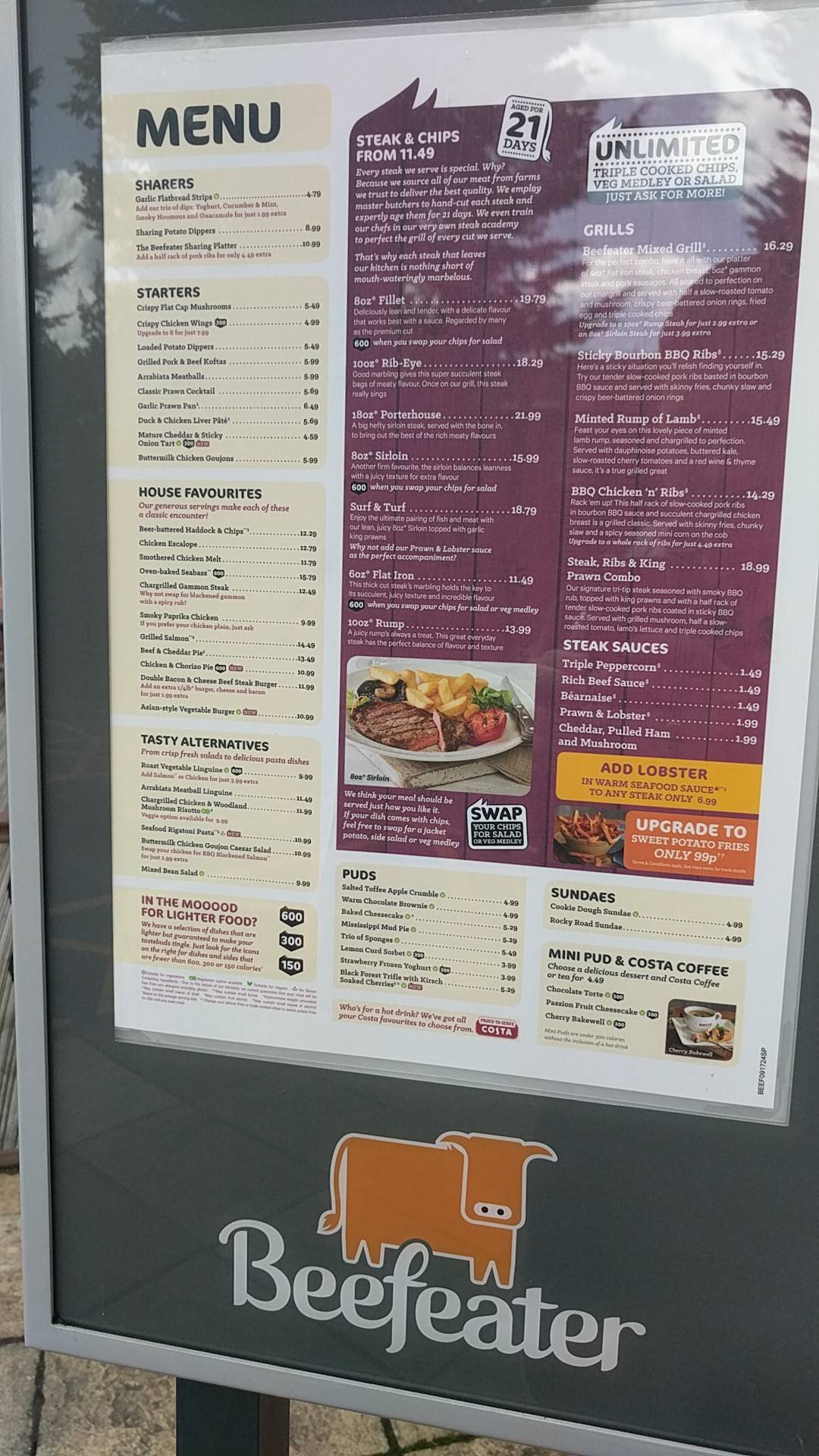 Menu at Oast & Squire Beefeater pub & bar, Fareham