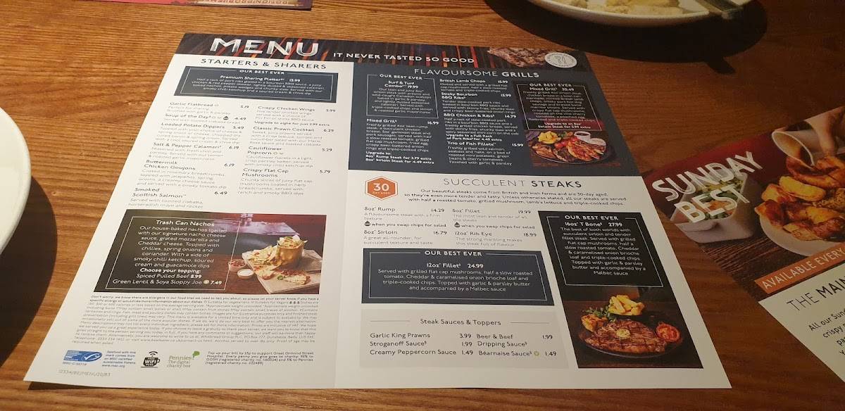 Menu at Oast & Squire Beefeater pub & bar, Fareham