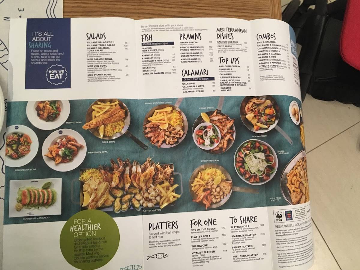 Menu at Ocean Basket Gateway Halaal restaurant, Umhlanga