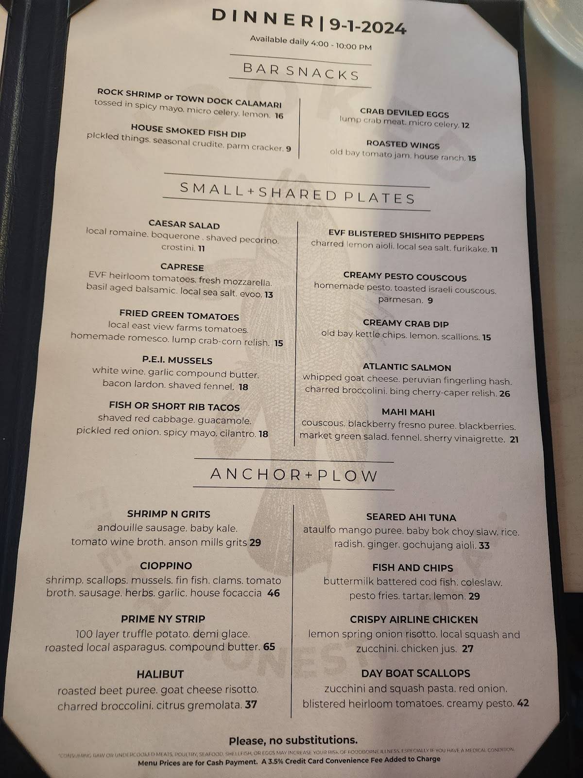 Menu at Hooked restaurant, Ocean City