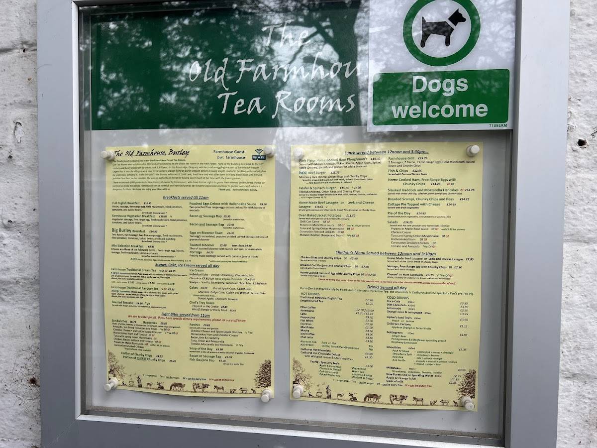 Menu at Old Farmhouse Restaurant & Tea Rooms, Ringwood, The Old Farmouse