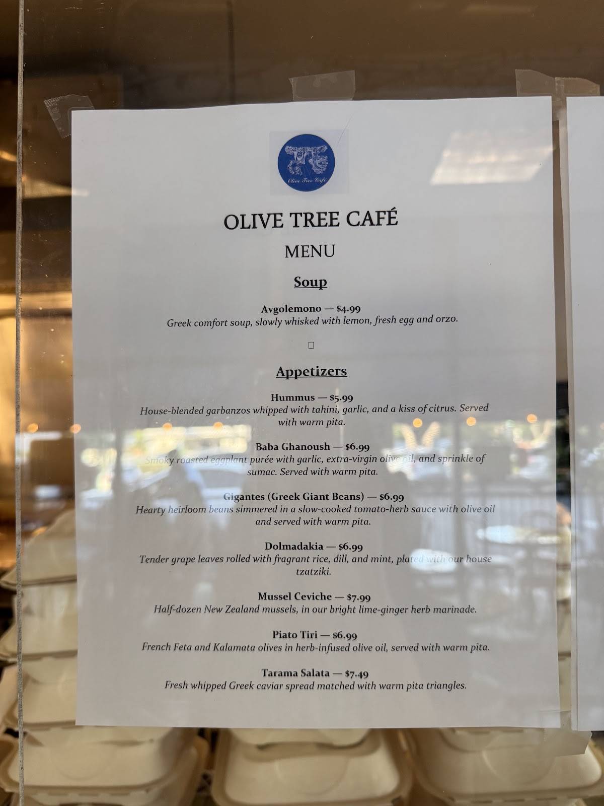Menu at Olive Tree Cafe, Honolulu