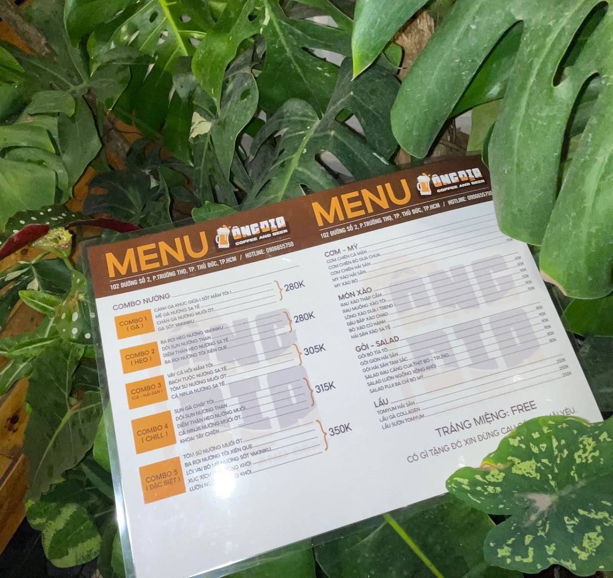 Menu at Ông Địa Food & Beer restaurant, Ho Chi Minh City